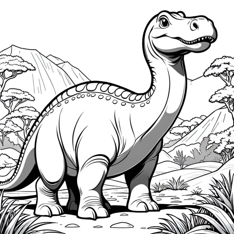 Dinosaur coloring page - Free printable sheet