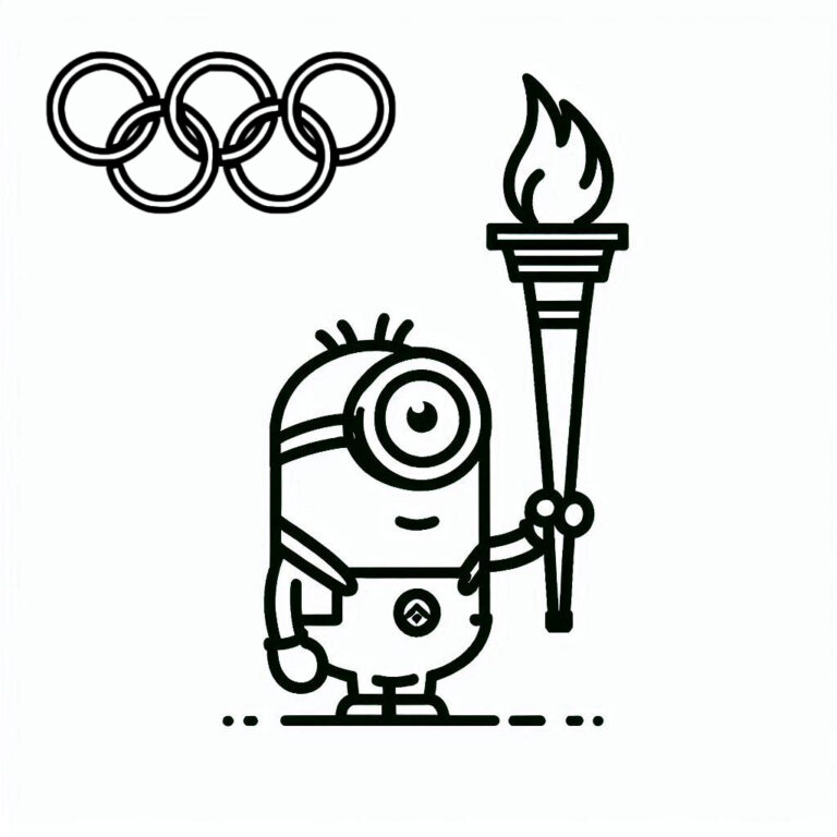 Walking minion olympic torchbearer coloring page - Free printable sheet
